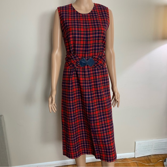 Pendleton | Dresses | Vintage Womens Pendleton Red Blue Wool Tartan ...